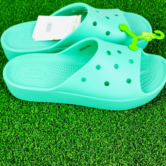 CROCS | Shoes | Womens Crocs Classic Platform Slides Mint Green New ...